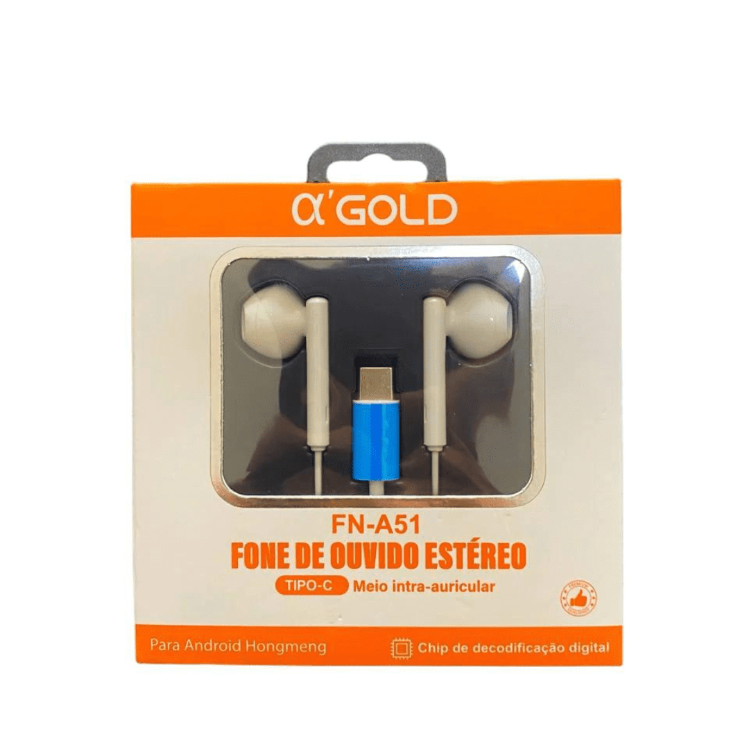 Fone de ouvido com microfone, tipo C, Gold FN-A51 - Mercado do Vale